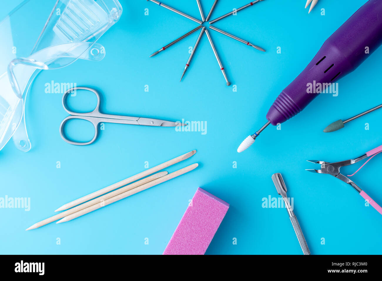 A set of cosmetic tools for professional manicure, nail care and to ...