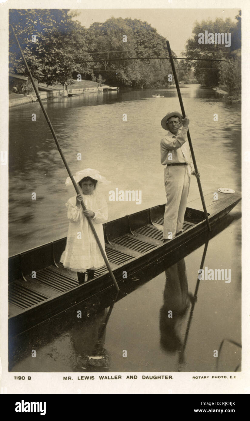 Lewis Waller English actor-manager punting with his daughter Stock ...