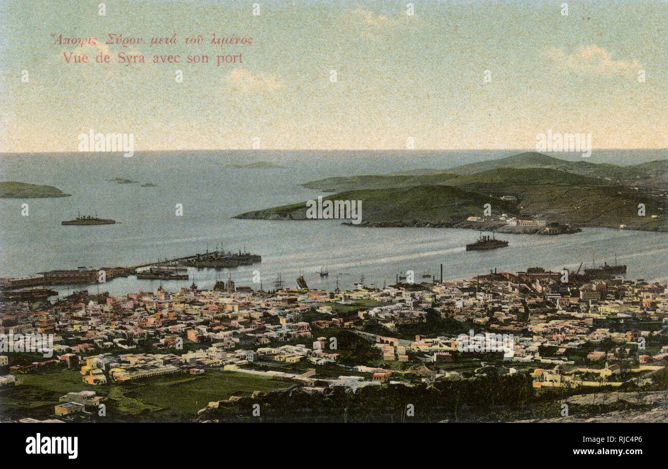 Syra, Greek Island of Syros - Cyclades - The Port Stock Photo - Alamy