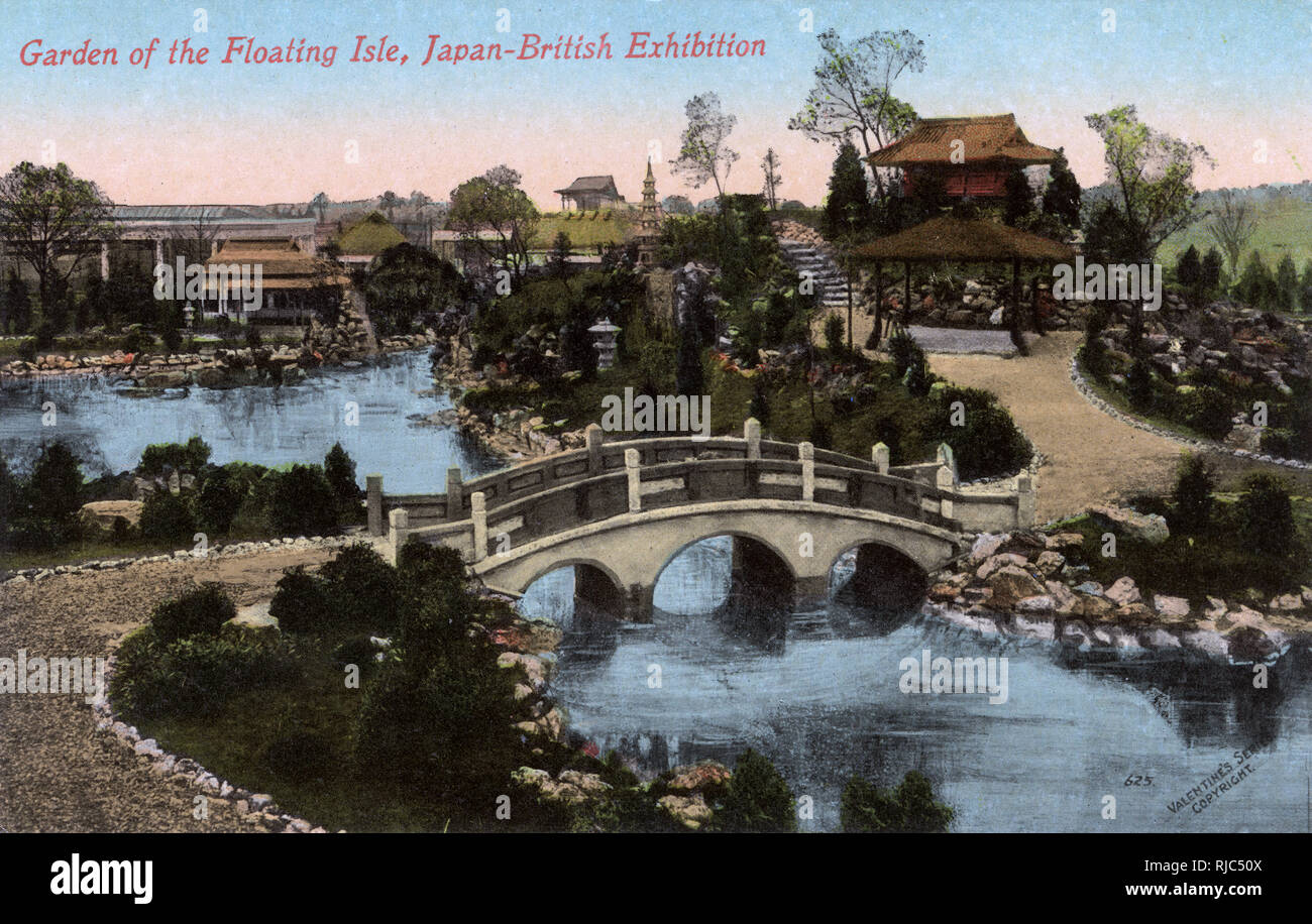 Japan-British Exhibition - Garden of the Floating Isle Stock Photo - Alamy