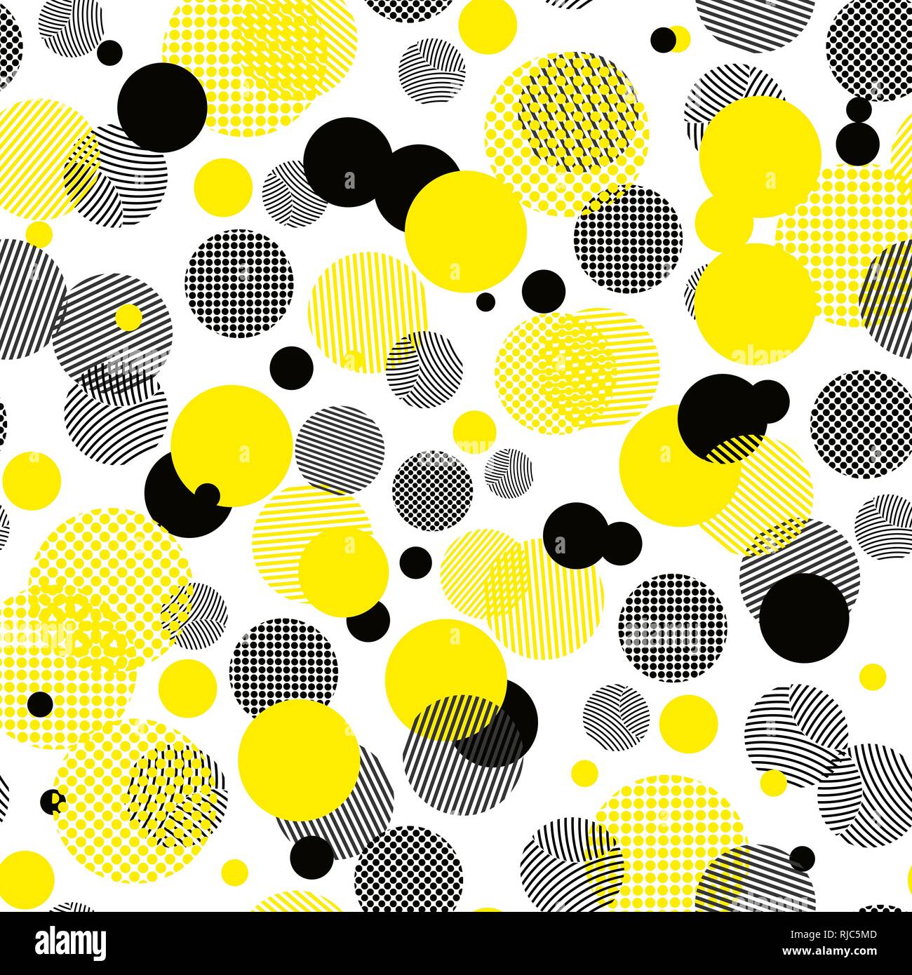 Vector Geometric Seamless Pattern Universal Repeating Abstract Circles Figure In Black White