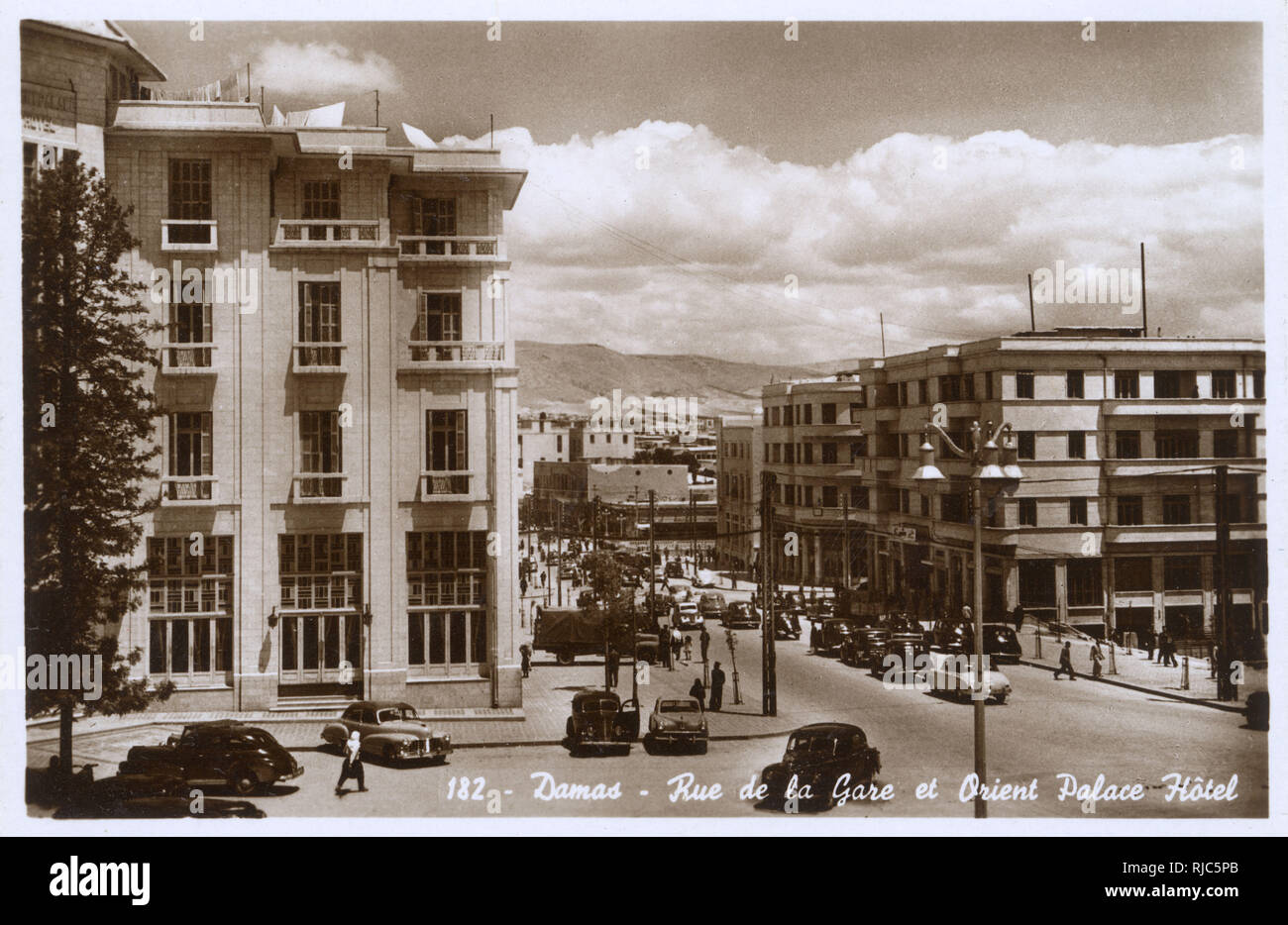 Hijaz Square, Damascus, Syria - Rue de la Gare with Orient Palace Hotel ...