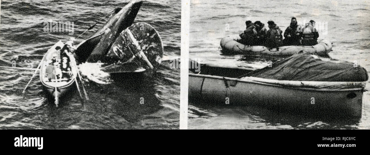 Ship's lifeboat and airmen's dinghy, WW2 Stock Photo - Alamy