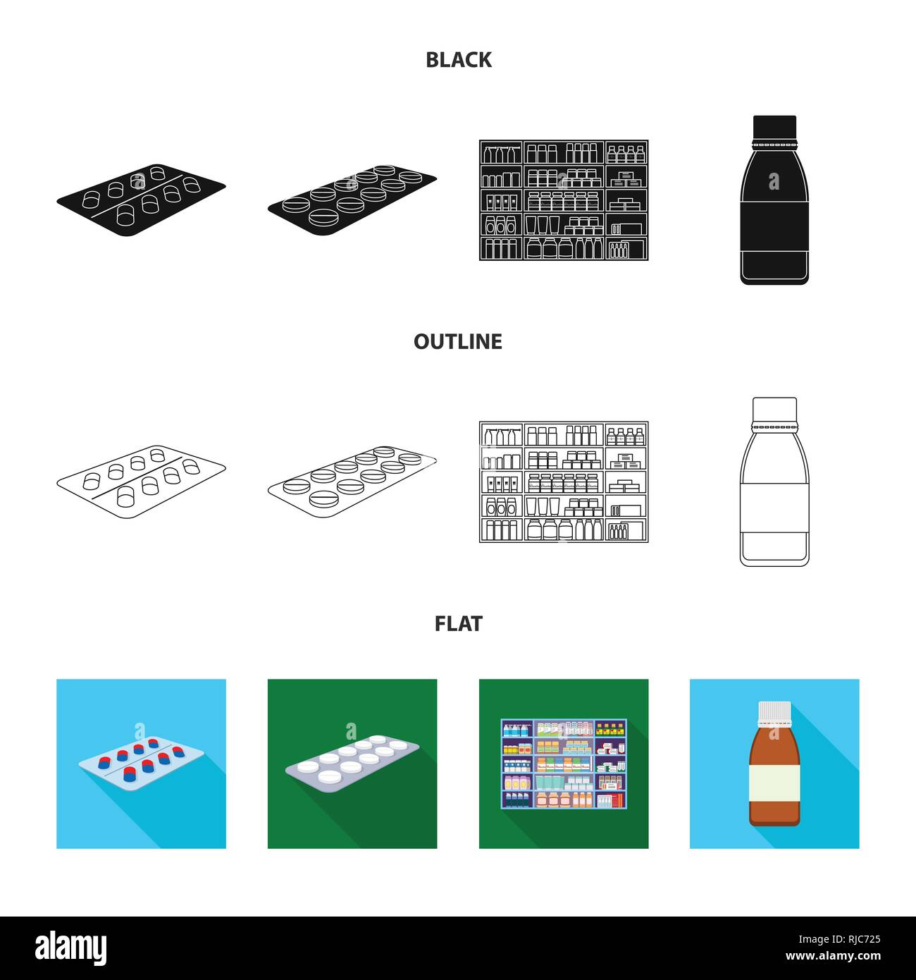 Vector design of retail and healthcare icon. Set of retail and wellness ...