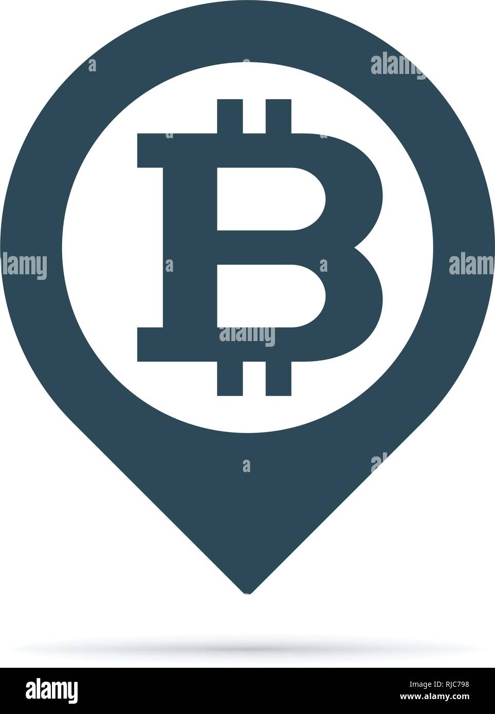Address pin icon with bitcoin symbol on white background. Currency icon ...