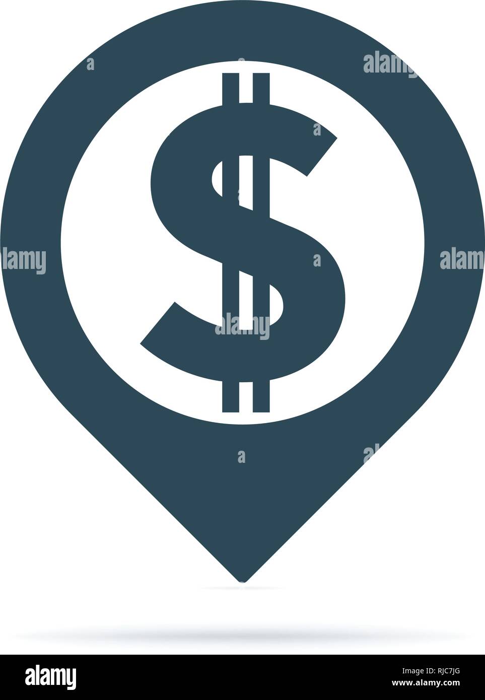Address pin icon with dollar sign on white background. Currency icon ...