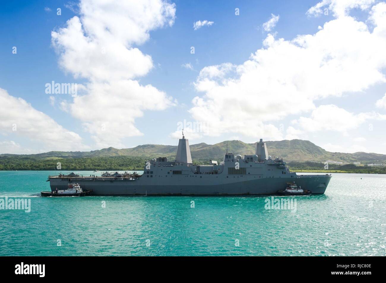 NAVAL BASE GUAM (Jan. 9, 2018) The amphibious transport dock ship USS ...