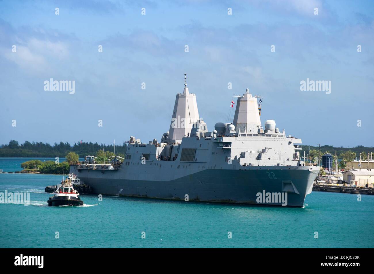NAVAL BASE GUAM (Jan. 9, 2018) The amphibious transport dock ship USS ...