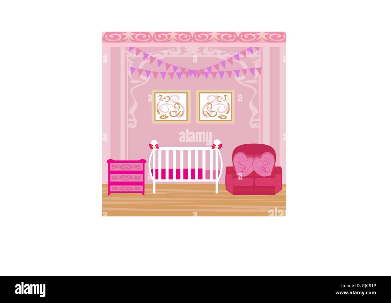 Girl child bedroom childhood pink Stock Vector Images - Alamy