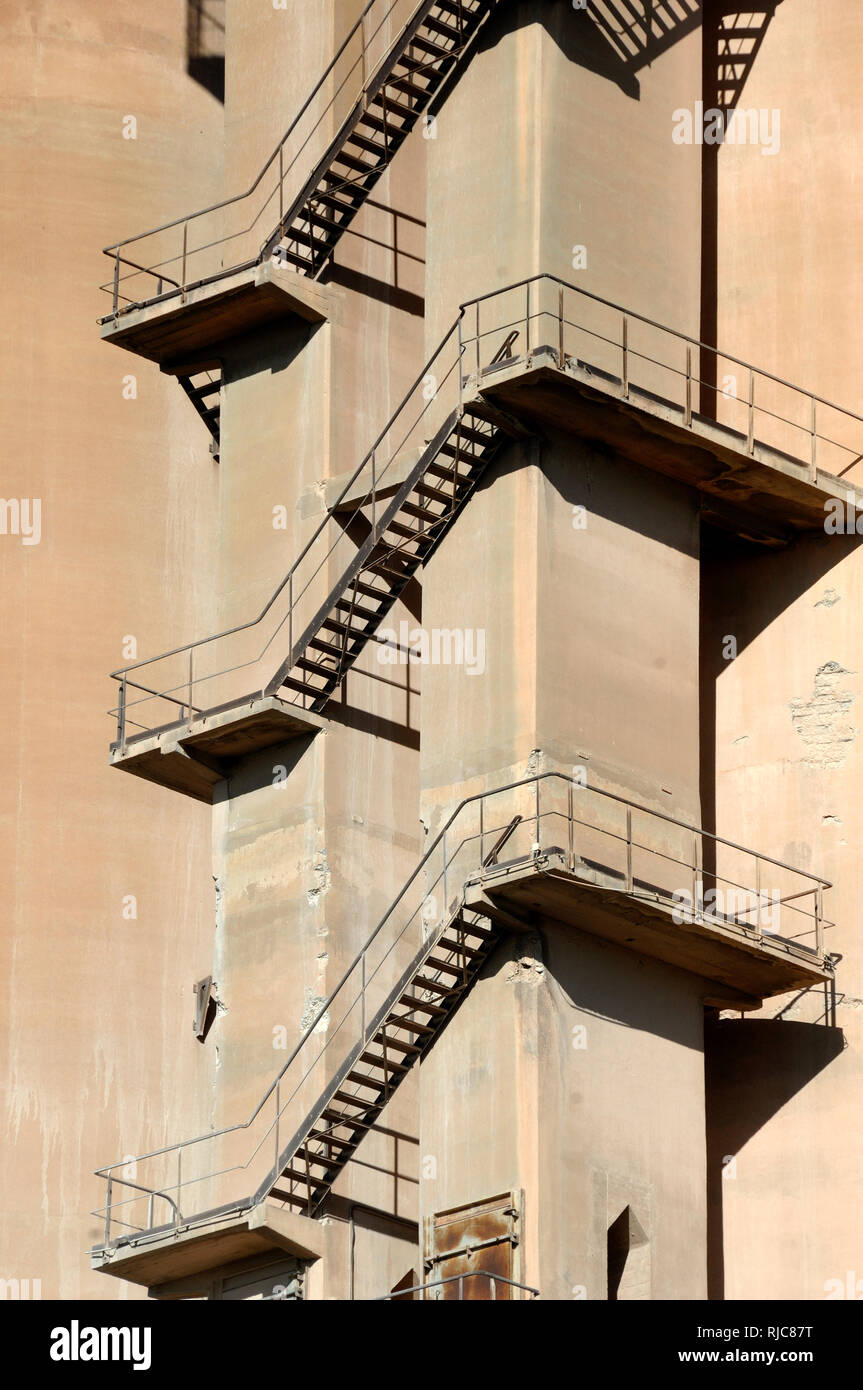 External Industrial Staircase, Cement Works or Factory, Beaucaire, Gard ...