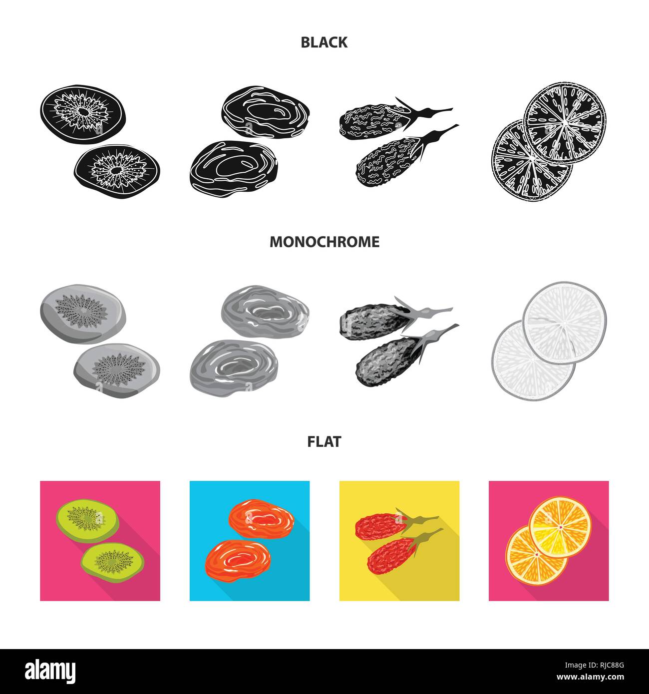 Vector illustration of food and raw symbol. Set of food and nature ...