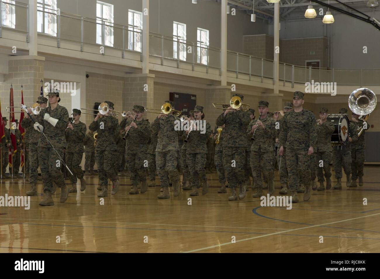 Marines with the 2nd Marine Aircraft Wing Band perform during a relief ...