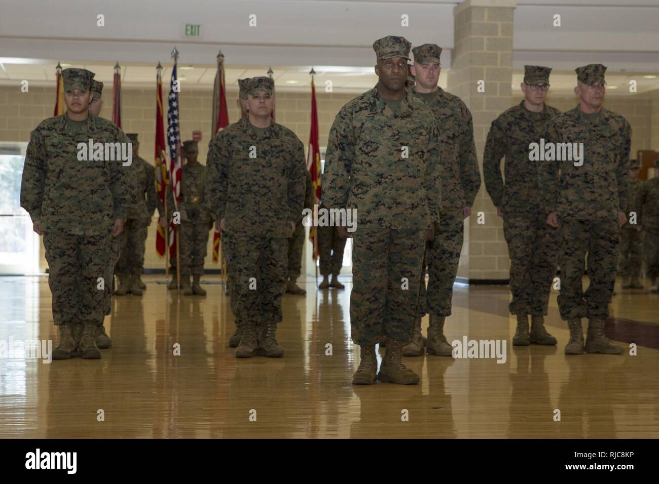 Sgt. Maj. Johnnie Hughes, center, sergeant major, Headquarters and ...