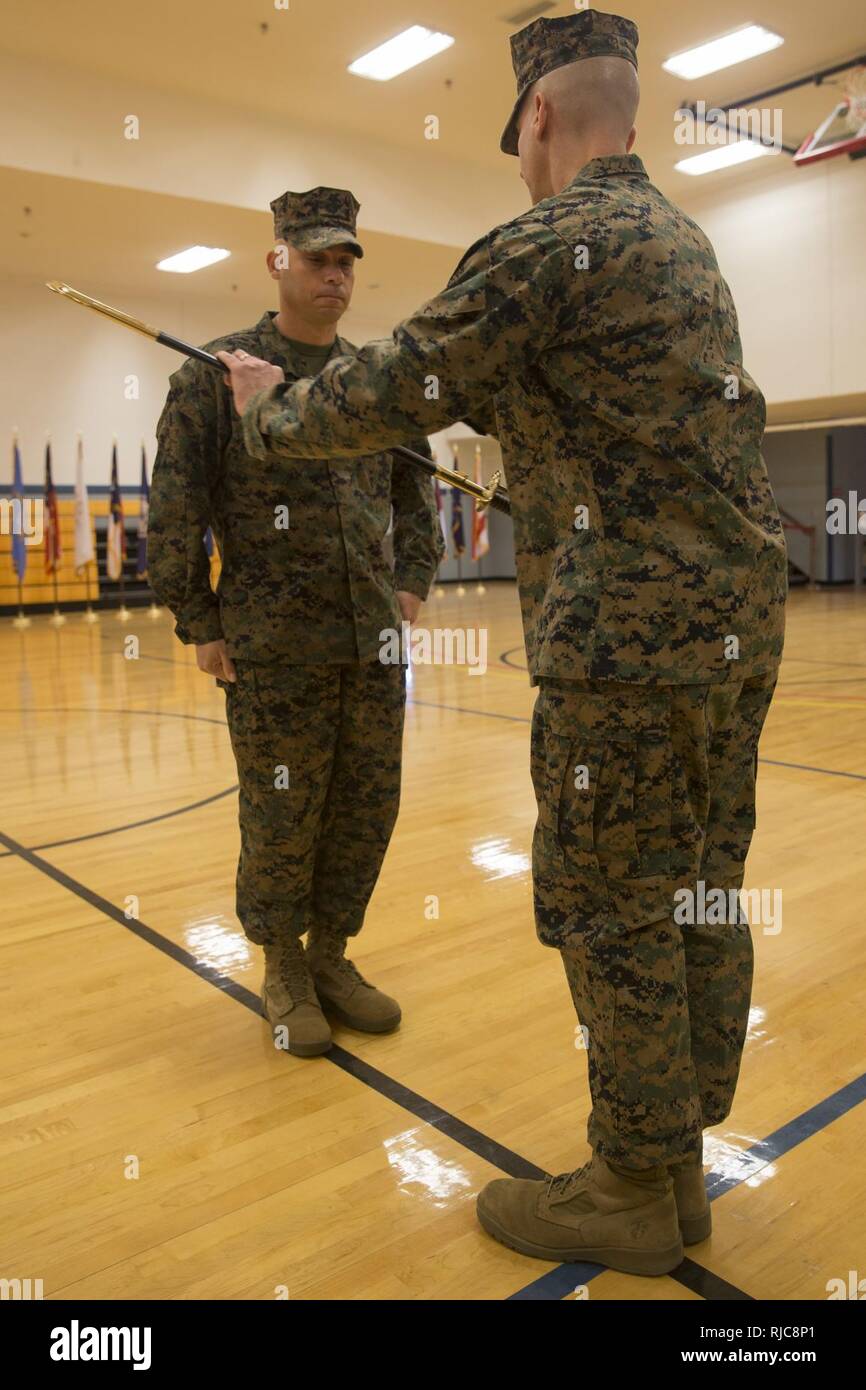U.S. Marine Corps Col. Boyd A. Miller, right, Commanding Officer of ...