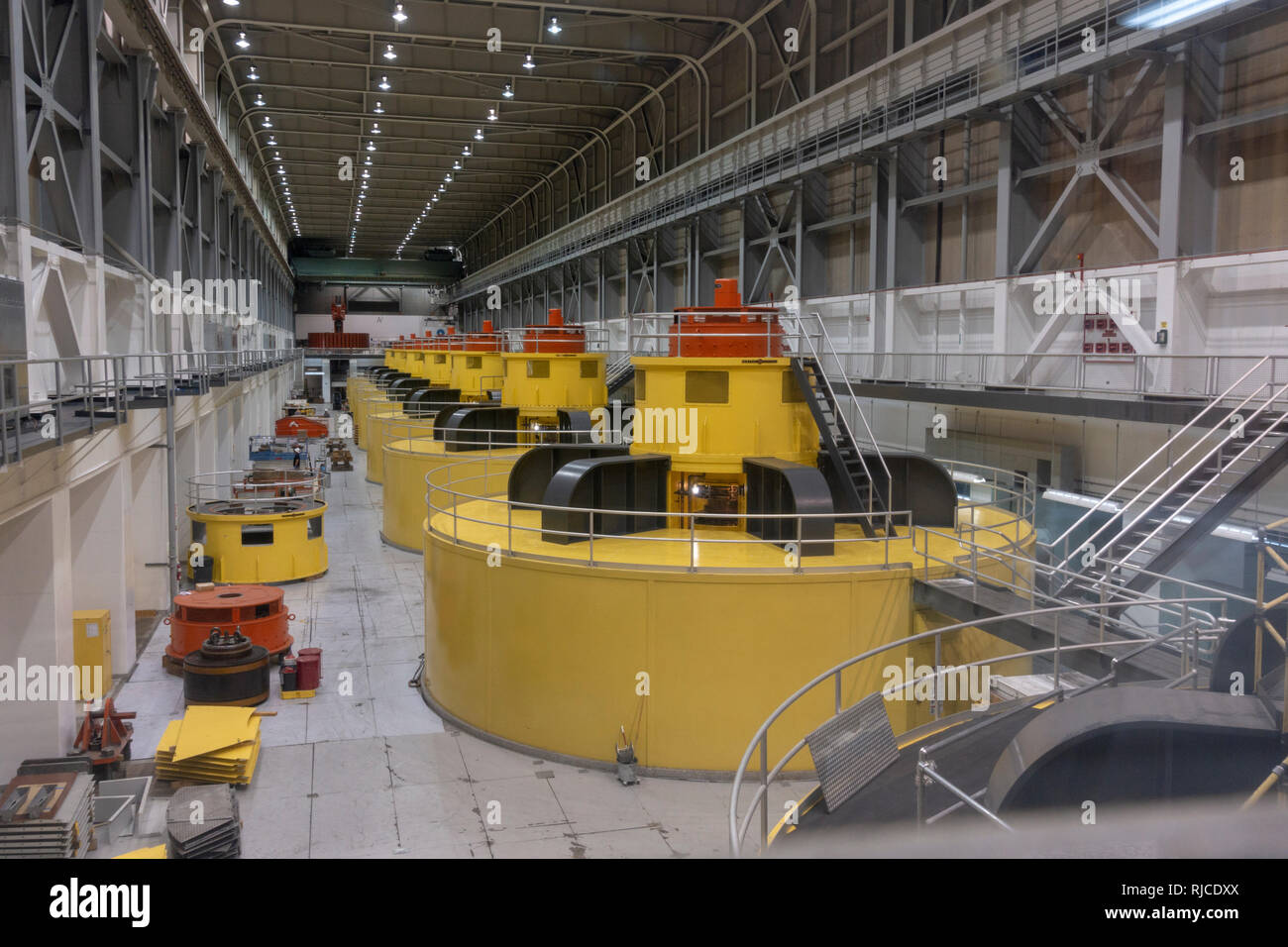 Inside the turbine hall at the Glen Canyon Dam, Page, Arizona, United ...