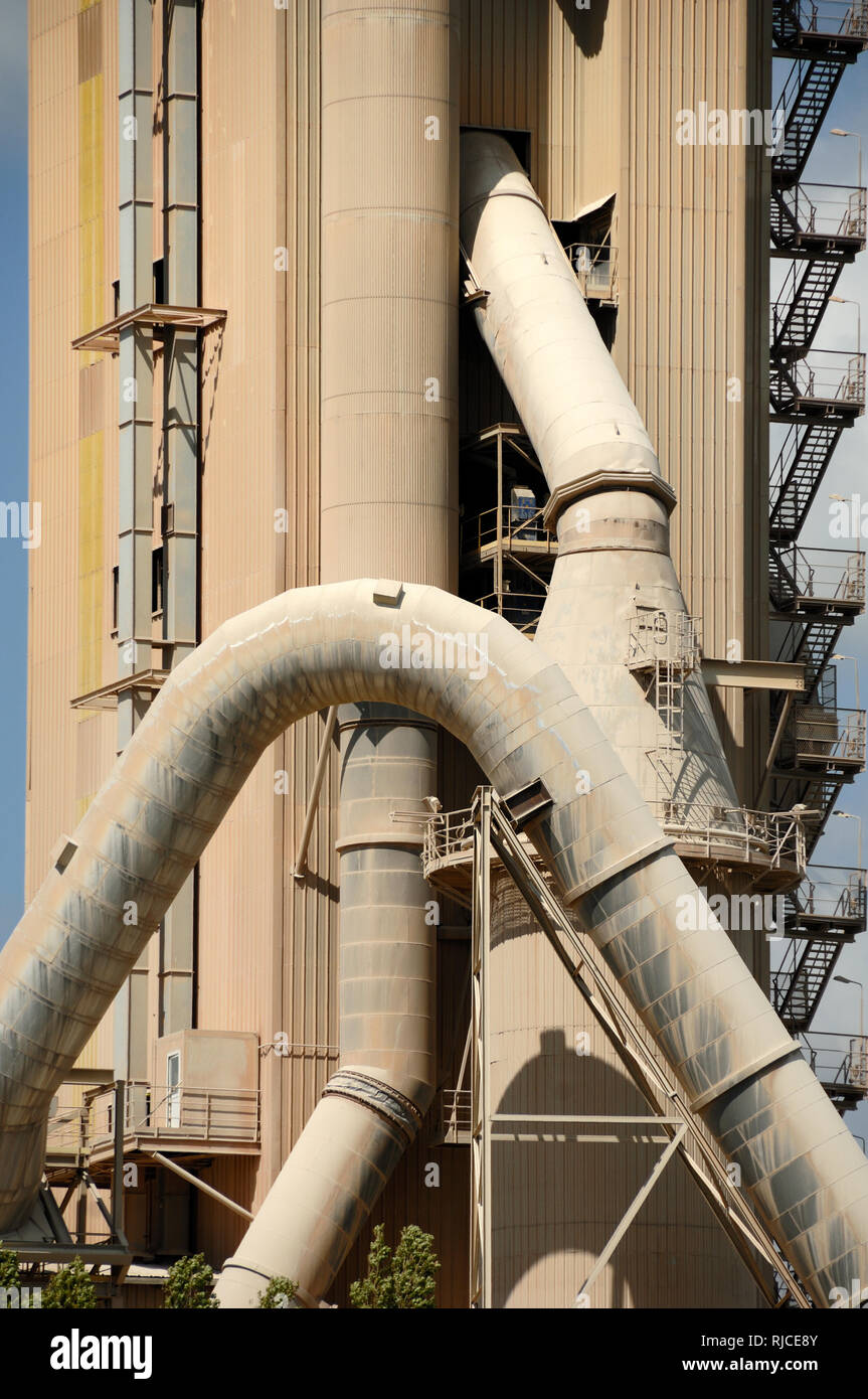 Giant Pipes of Cement Kiln at Cement Works, Cement Mill, Cement Factory ...