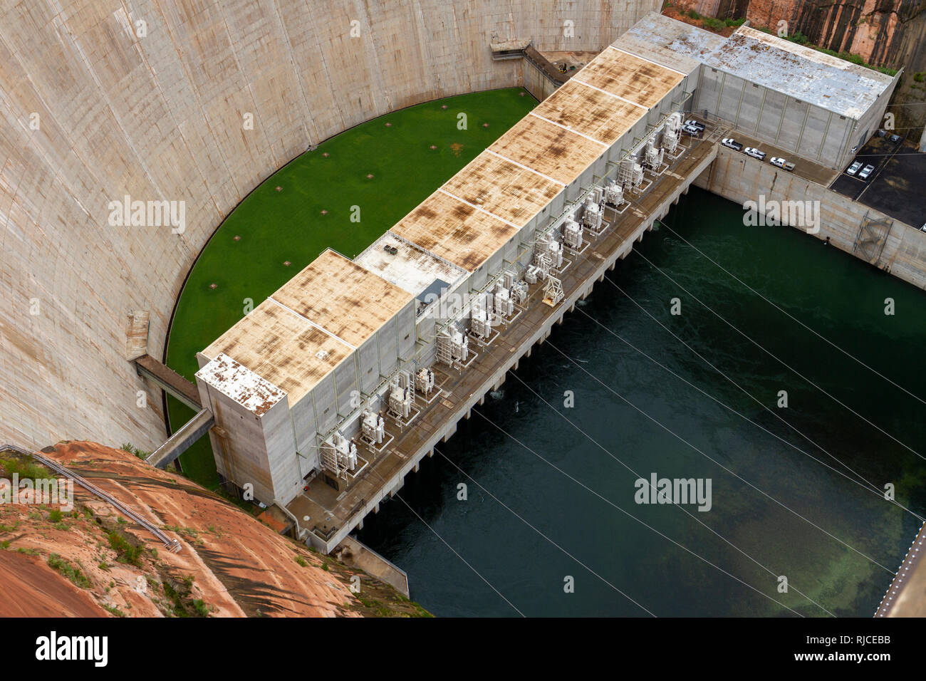 The turbine hall, Glen Canyon Dam, Page, Arizona, United States. The ...