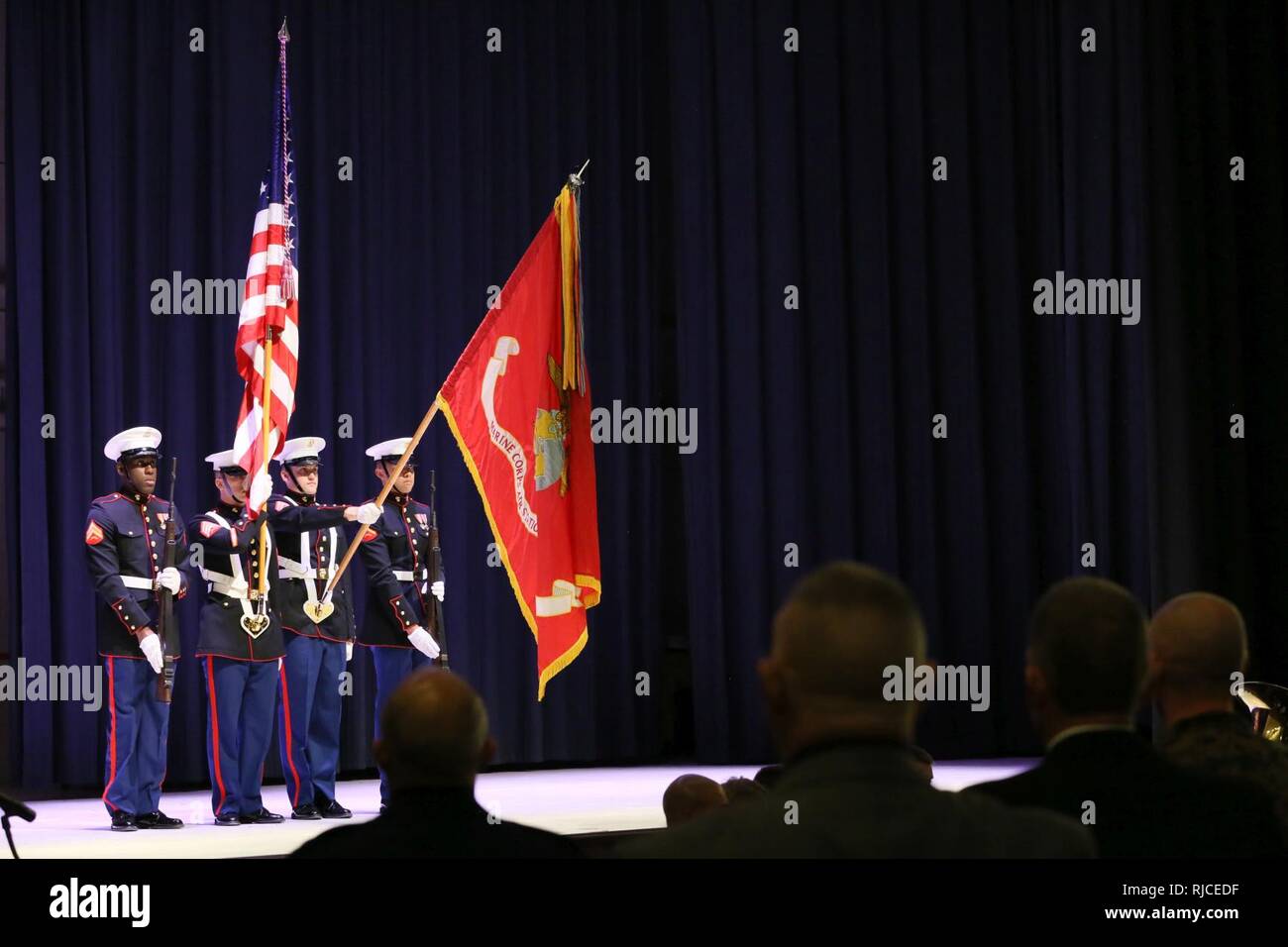 A Marine color guard presents the colors at the annual Historic Uniform ...