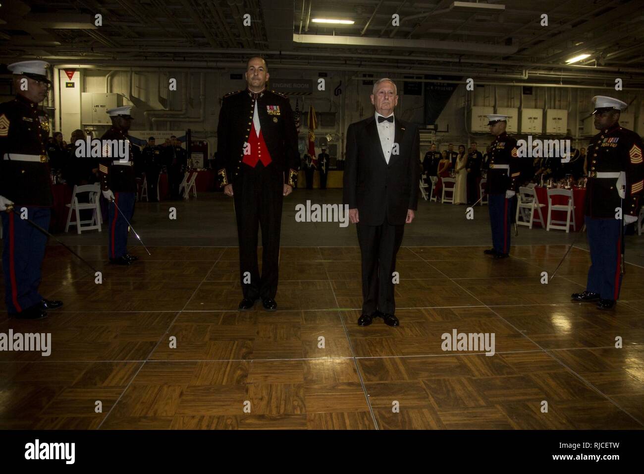 U.S. Marine Corps Gen. (Ret.) James Mattis, right, attends as the guest ...