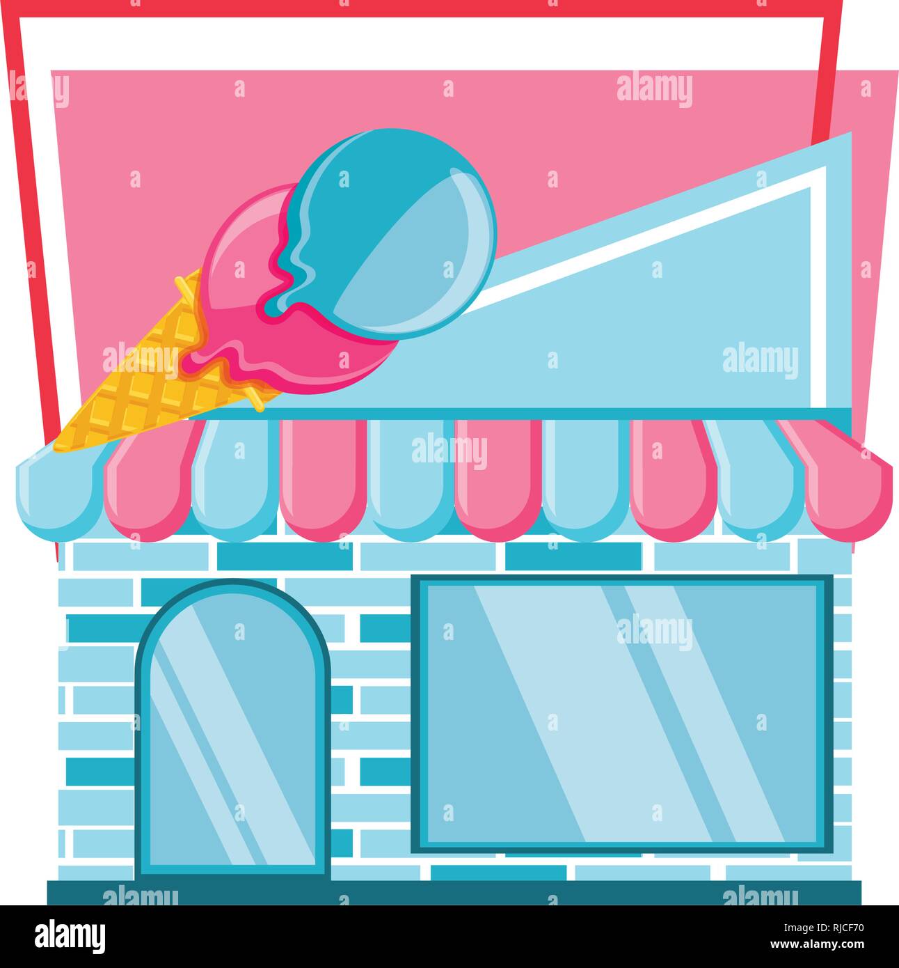 ice cream store facade with parasol vector illustration design Stock ...