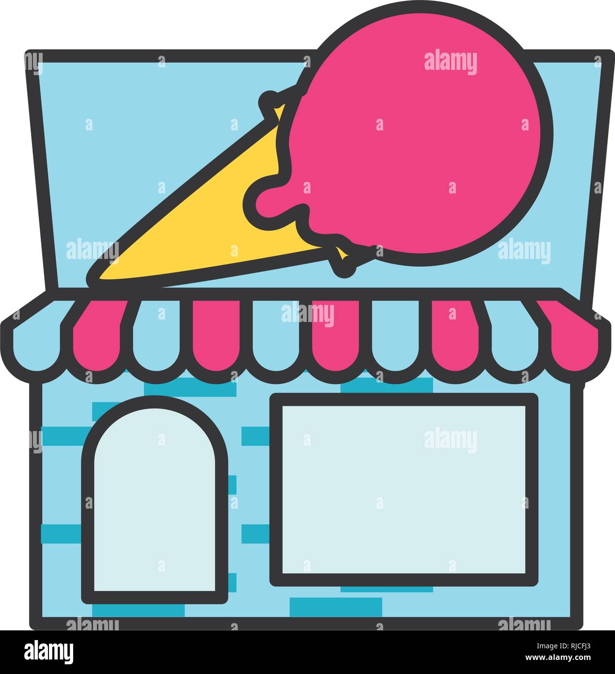 ice cream store facade with parasol vector illustration design Stock ...