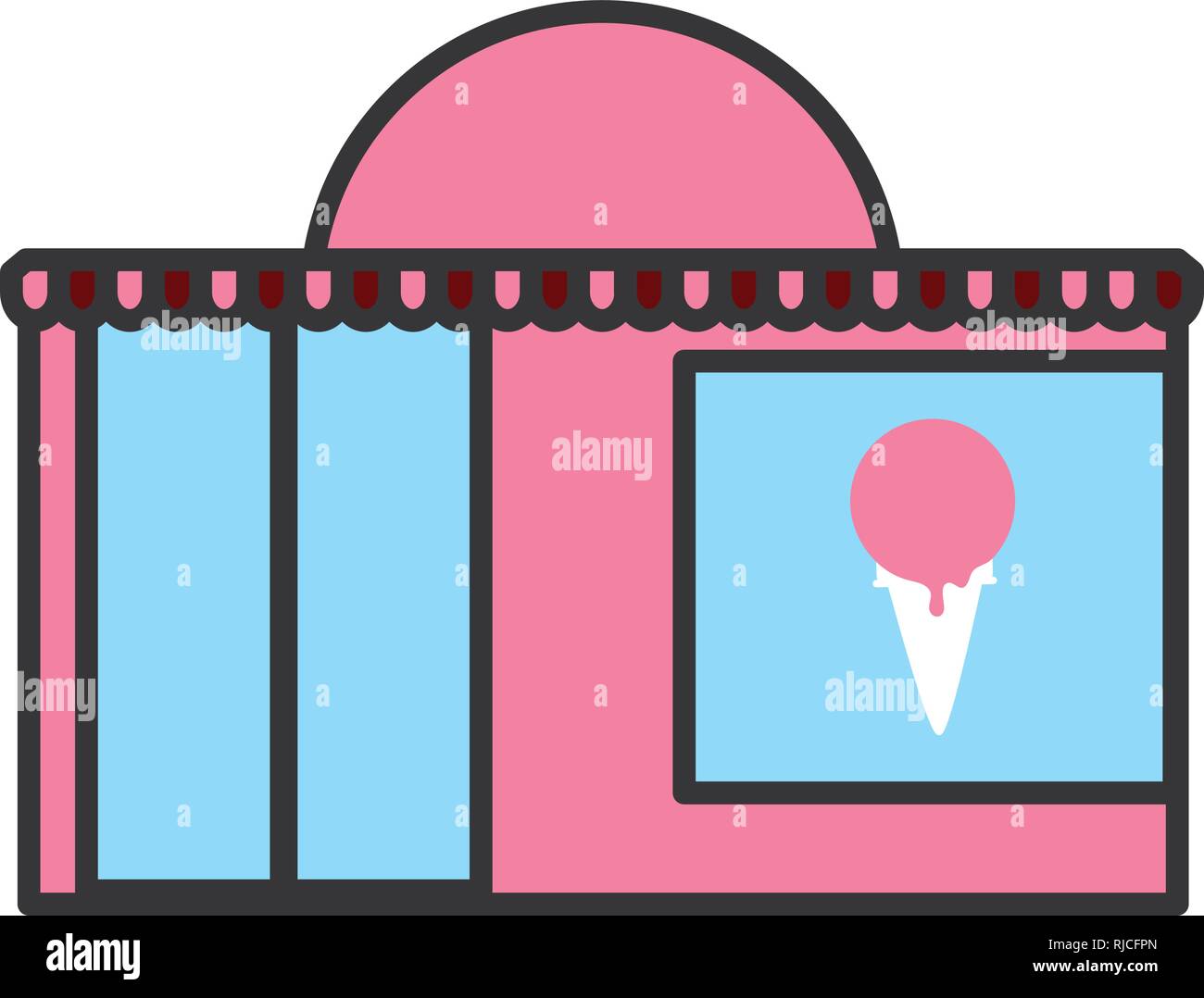 ice cream store facade with parasol vector illustration design Stock ...