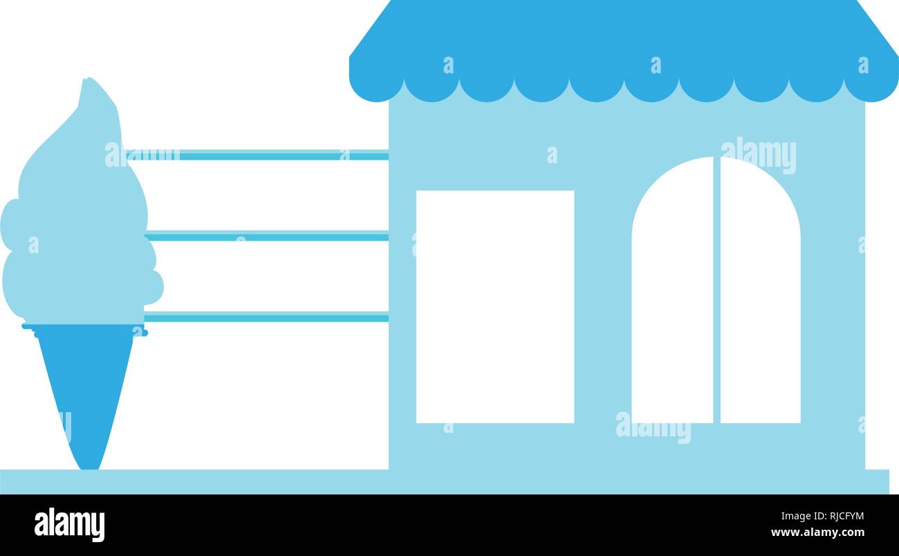 ice cream store facade with parasol vector illustration design Stock ...