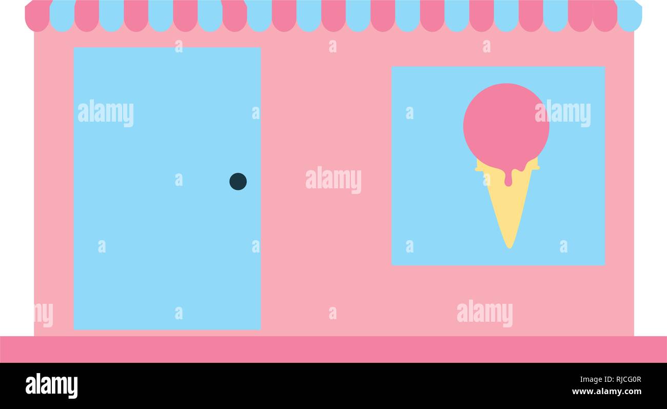 ice cream store facade with parasol vector illustration design Stock ...
