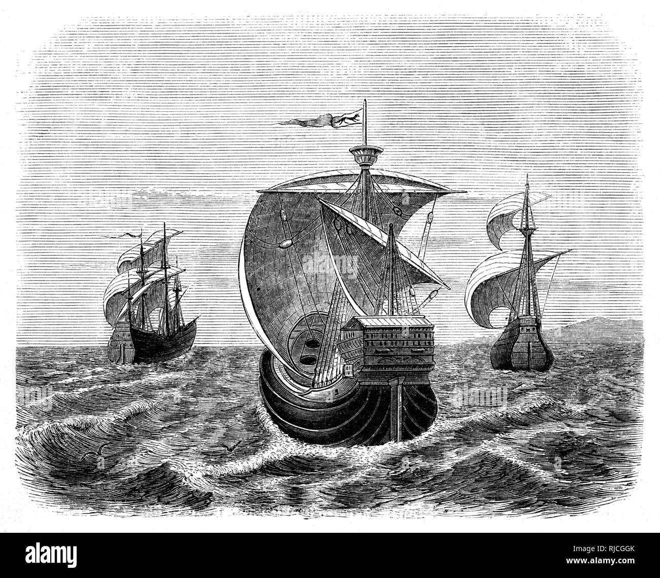 Christopher Columbus' three ships on the First Voyage Stock Photo - Alamy Christopher Columbus' three ships on the First Voyage Stock Photo - Alamy
