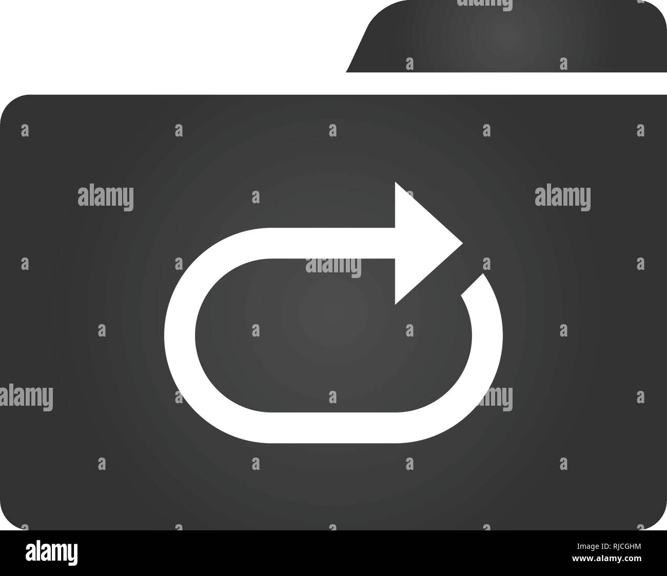 Folder Icon with playback sign in trendy flat style isolated on white ...