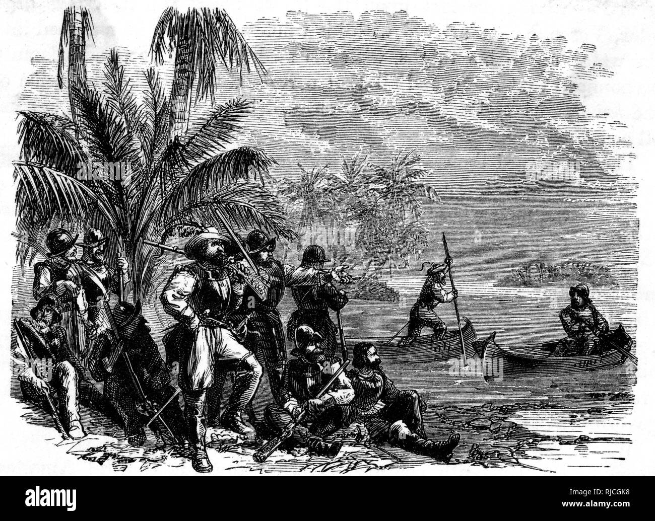 Balboa sets out on the Pacific Stock Photo - Alamy