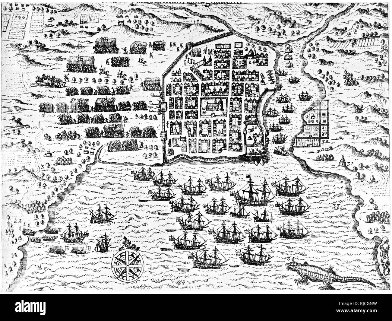 Drake's fleet at Santo Domingo Stock Photo - Alamy