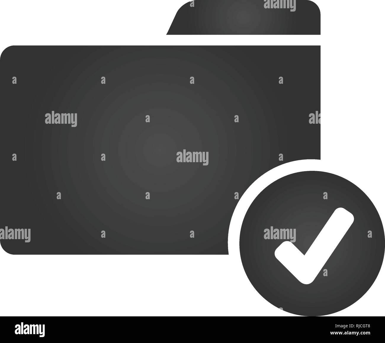 Folder Icon with checkmark in trendy flat style isolated on white ...