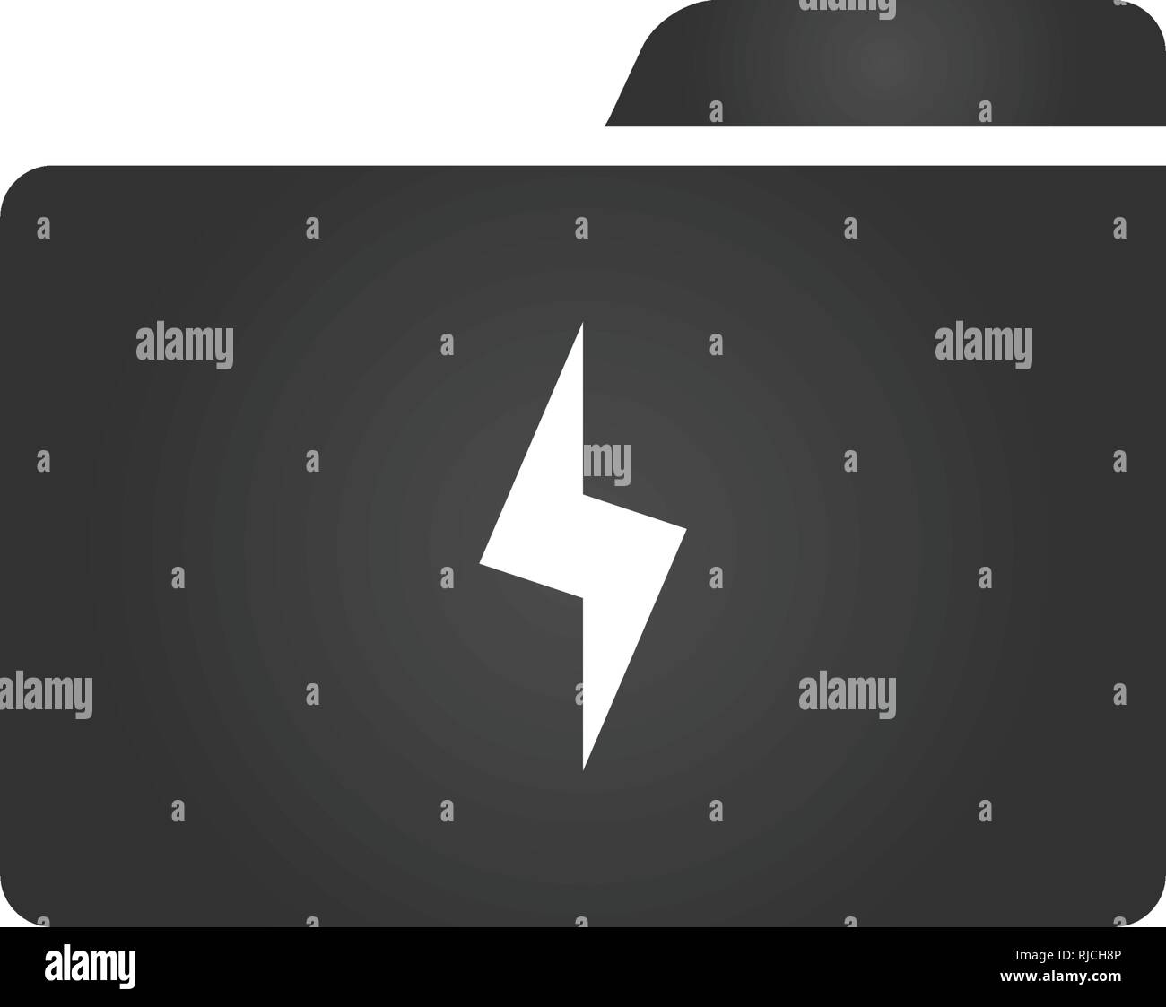 Folder Icon with lightning in trendy flat style isolated on white ...