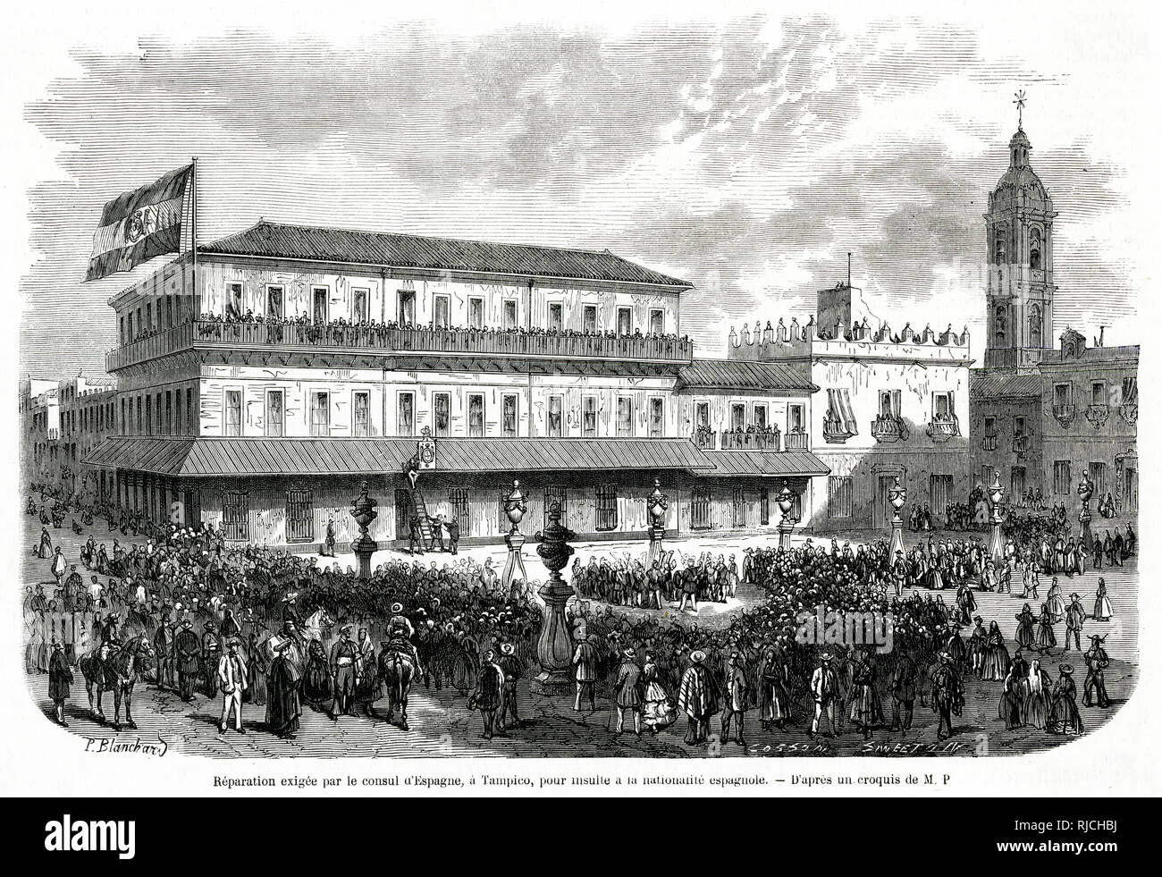 Mexican flag and top of building hi-res stock photography and images ...