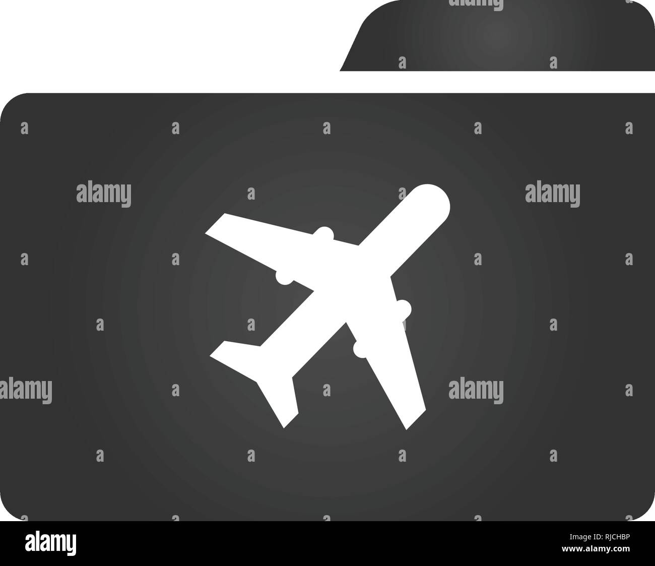 Folder Icon with plane icon in trendy flat style isolated on white ...