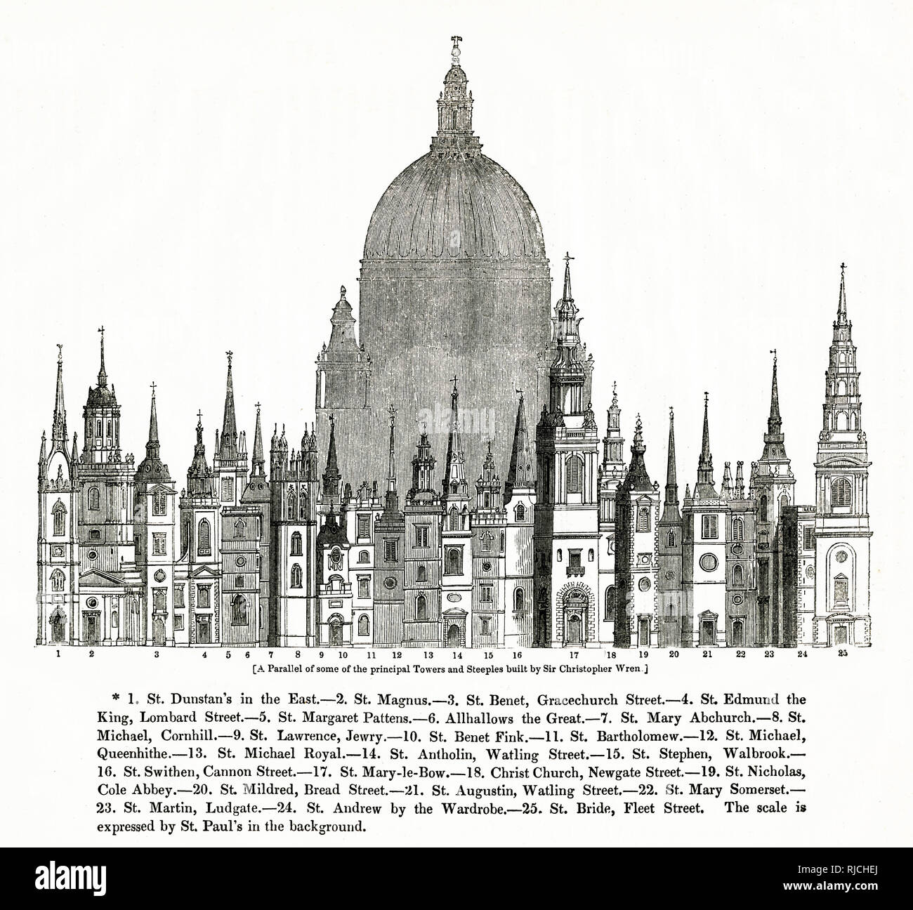 Principal Towers and Steeples Built By Christopher Wren Stock Photo - Alamy
