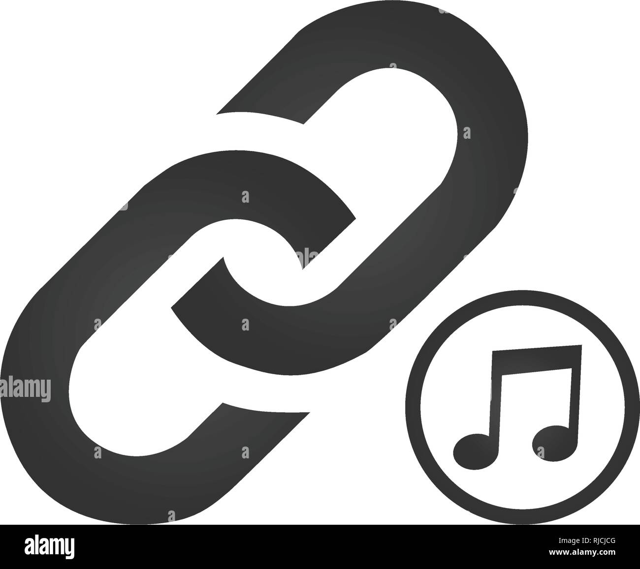 Link Icon with music notes. audio or mp3 link concept. vector ...
