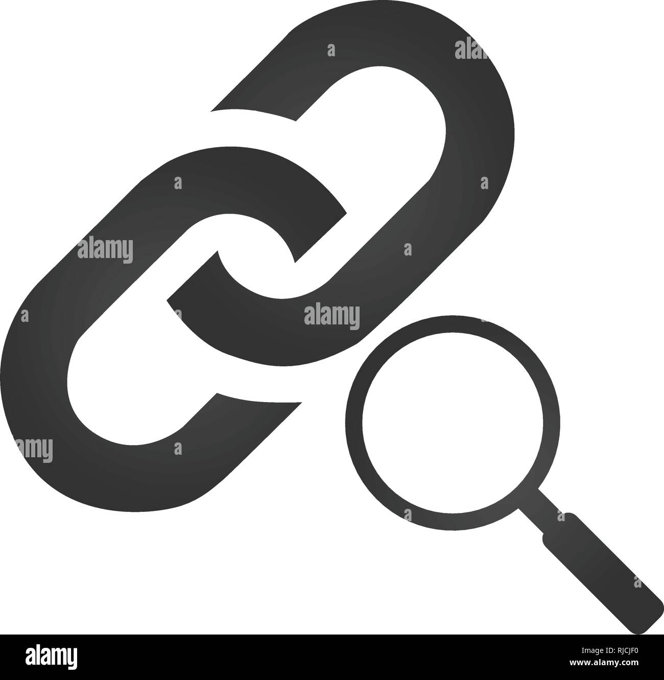 Link Icon with magnifying glass. search link concept. vector ...