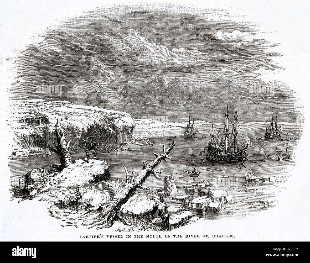 Cartier's Ship at the Mouth of the St. Charles River Stock Photo - Alamy