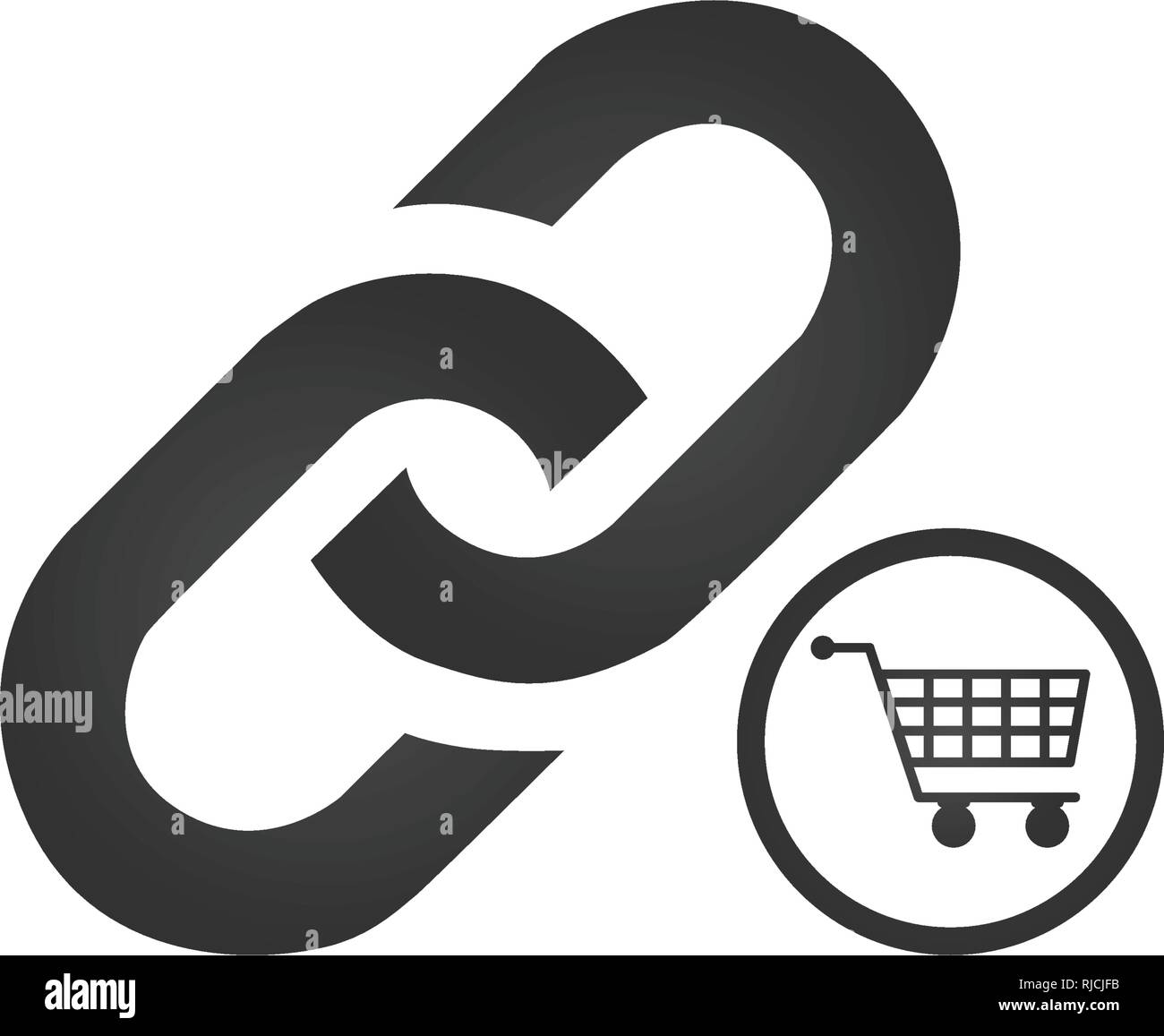 Link Icon with shopping cart. store or buy link concept. vector ...