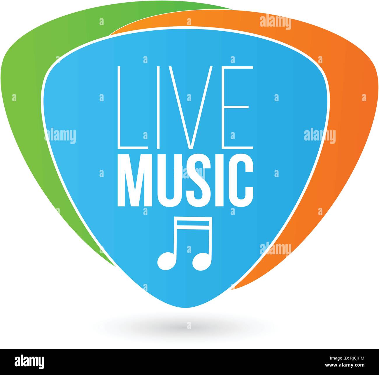 Live Music sign with note on Guitar Pick, colorfull Vector illustration ...