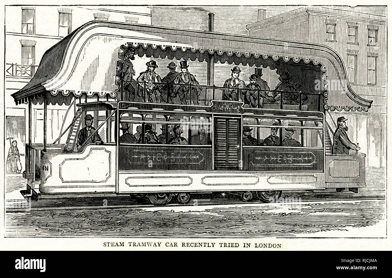 Steam tramway in Vauxhall, South London 1874 Stock Photo - Alamy