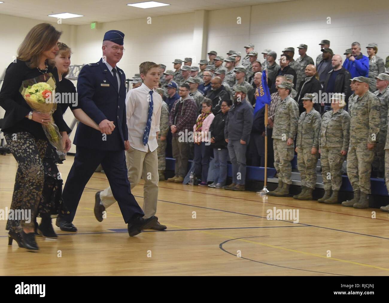 Col. Troy L. Endicott, 460th Space Wing commander, departs with his ...