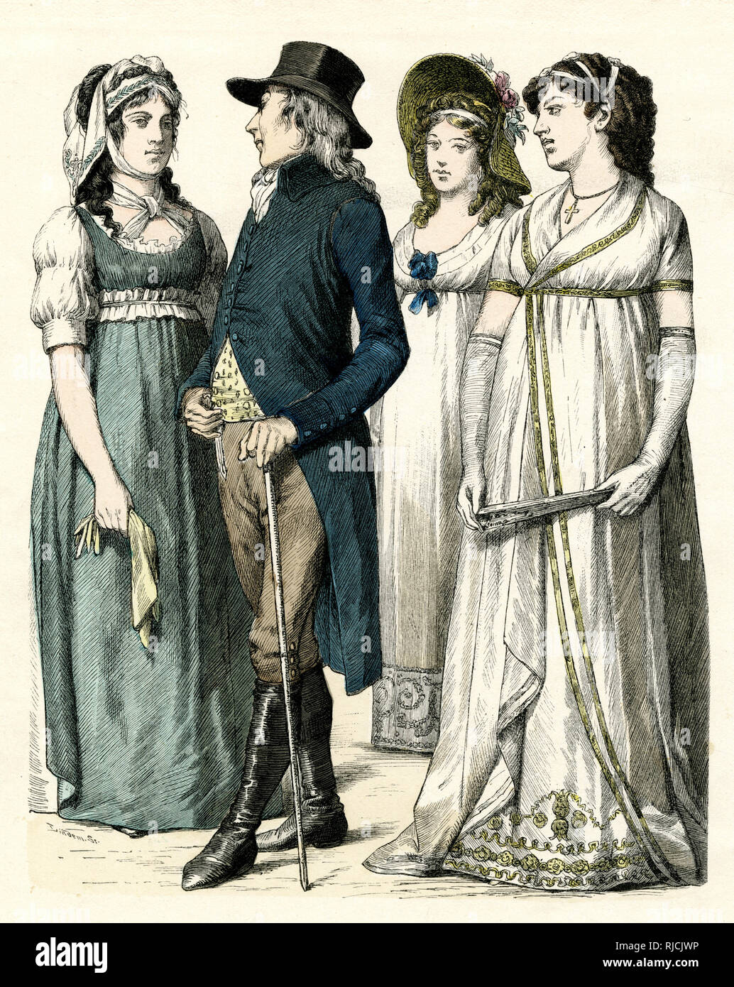 German man and three women Stock Photo - Alamy