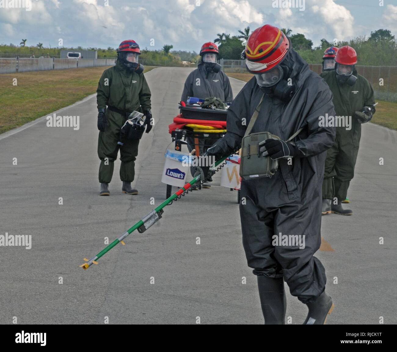 U.S. Army Reserve Spc. Aldrich Cushnie, uses a VDR2 Radiation Detector ...