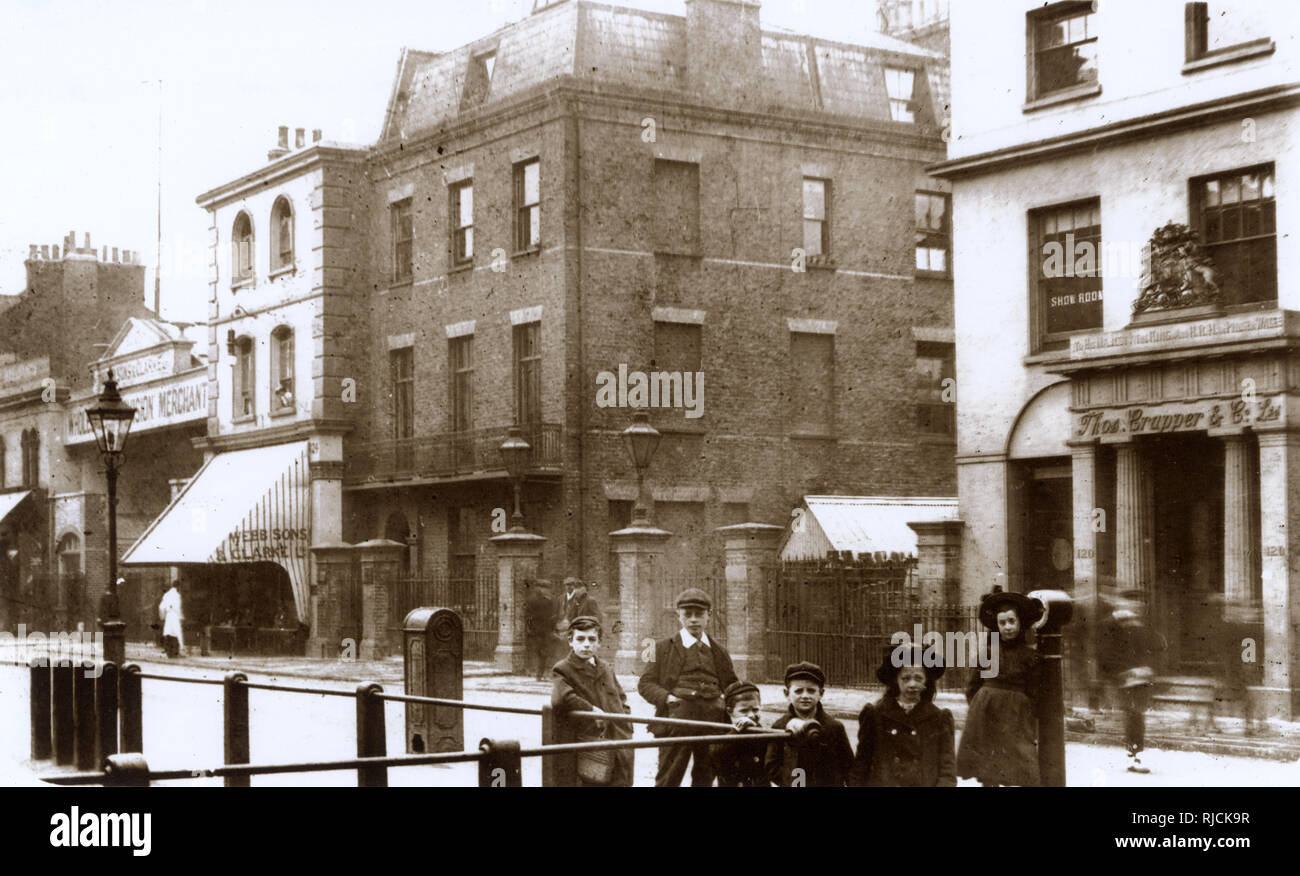 View outside the premises of Thomas Crapper & Co Ltd (opened 1907), 120 ...