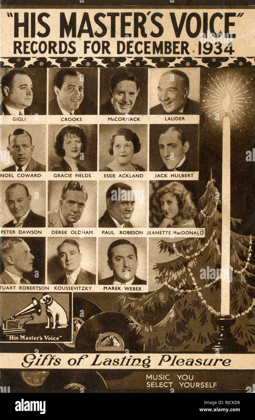 Catalogue cover, His Master's Voice records, December 1934 Stock Photo ...