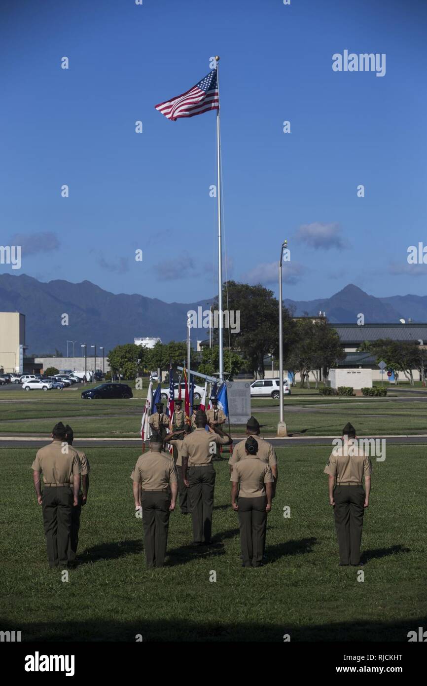 U.S. Marines with the ceremonial staff report to the adjutant of the ...