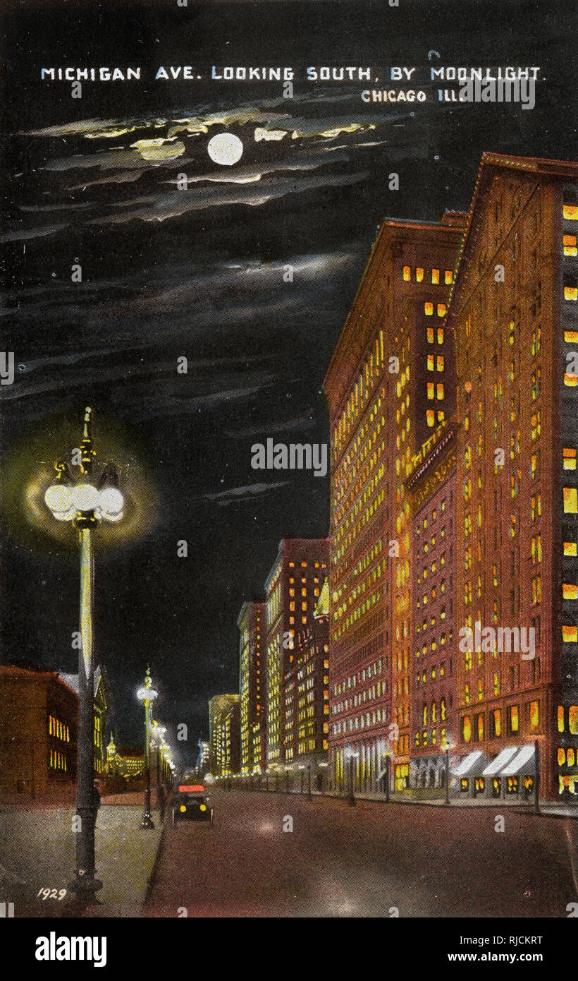 Chicago night moon hi-res stock photography and images - Alamy